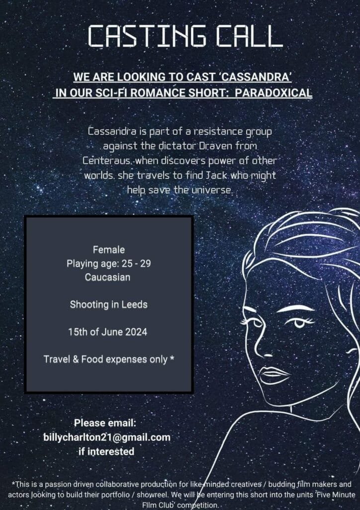 LOOKING TO CAST 'CASSANDRA' IN OUR SCI-FI ROMANCE SHORT: PARADOXICAL ...